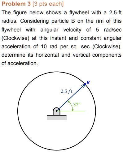 SOLVED: Problem 3 [3 pts each] The figure below shows flywheel with 2.5-ft radius Considering ...