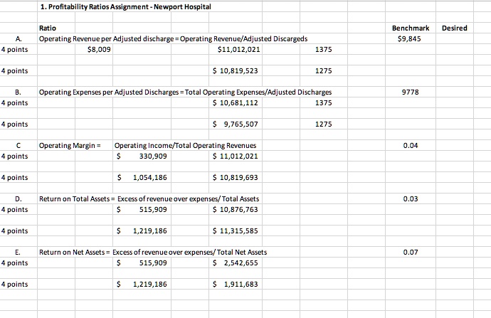 1profitability ratios assignment newport hospital ratio a operating ...