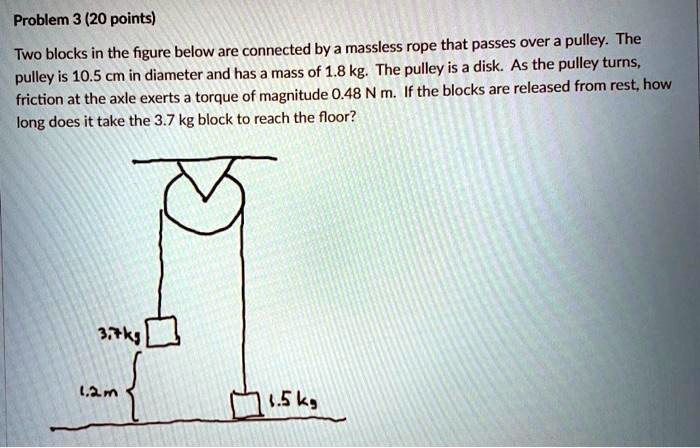 SOLVED:Problem 3 (20 points) Two blocks in the figure below are connected by a massless rope ...