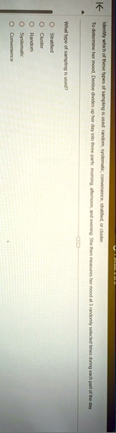 identify which of these types of sampling is used random systematic ...