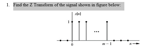 SOLVED: Find the Z Transform of the signal shown in figure below: x[n ...