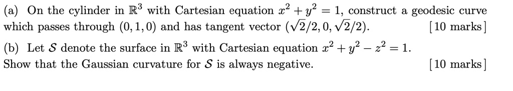 SOLVED:On the cylinder in R3 with Cartesian equation x2 +y? _ 1 ...