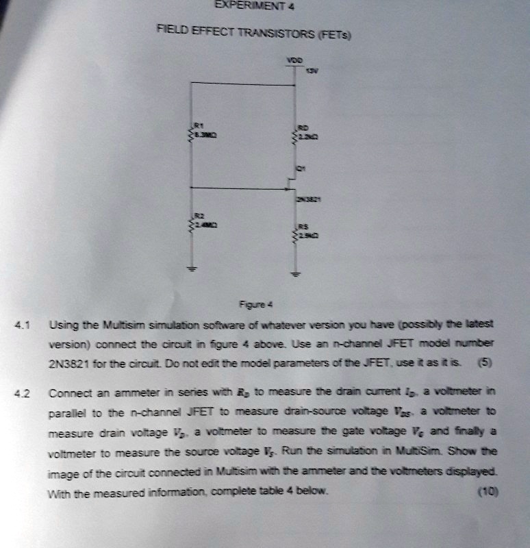 EXPERIMENT 4 FIELD EFFECT TRANSISTORS (FETS) Figure 4 4.1 Using the ...