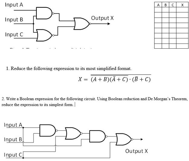 Solved Write A Boolean Expression For The Circuit With A Truth Table Using Boolean Reduction 8997