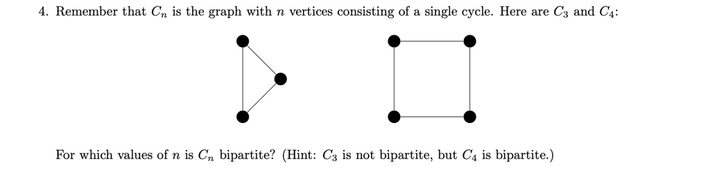 SOLVED: Remember that Cn is the graph with vertices consisting of a ...