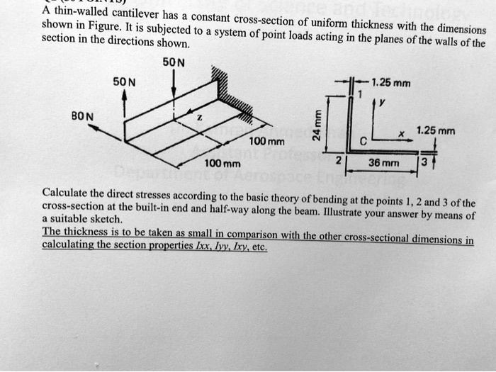 SOLVED: A thin-walled cantilever has a constant cross-section of ...