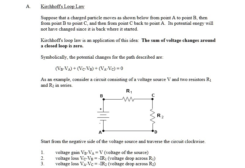 SOLVED: Kirchhoff's Loop Law Suppose that a charged particle moves as ...