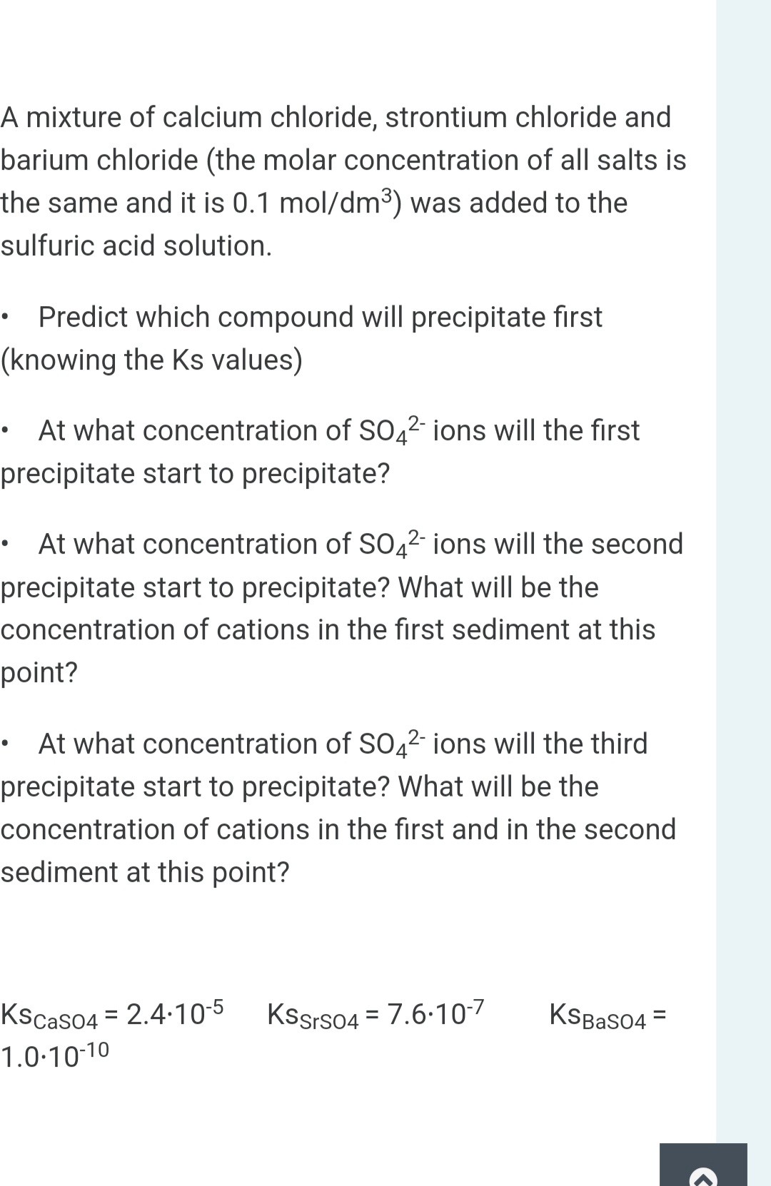 SOLVED: A mixture of calcium chloride, strontium chloride and barium ...