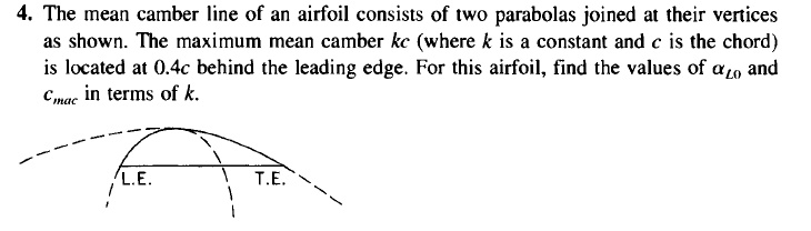 SOLVED: The mean camber line of an airfoil consists of two parabolas ...
