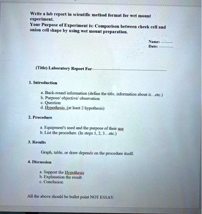 SOLVED Write A Lab Report In Scientific Method Format For Wet Mount