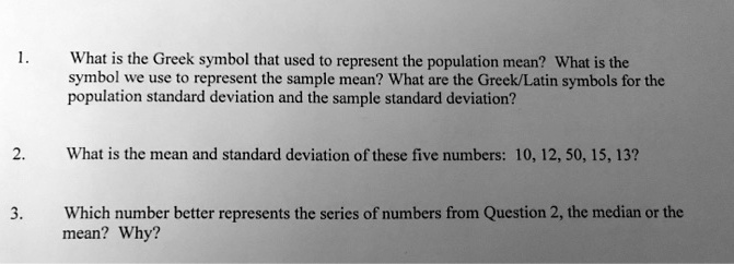 SOLVED: What is the Greek symbol that used to represent the population ...