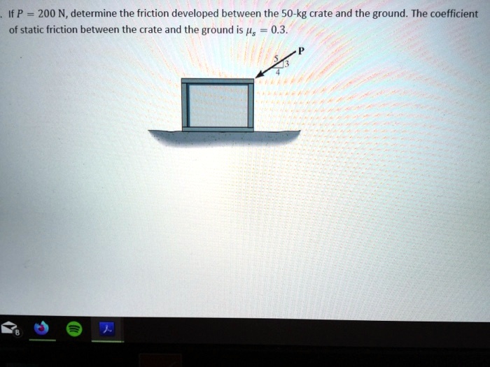 Solved If P 200 N Determine The Friction Developed Between The 50