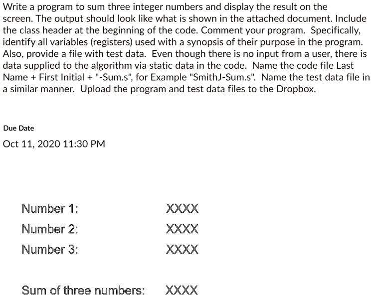 Solved Write A Program To Sum Three Integer Numbers And Display The 6738