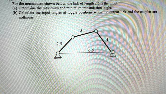SOLVED: For the mechanism shown below, the link of length 2.5 is the ...