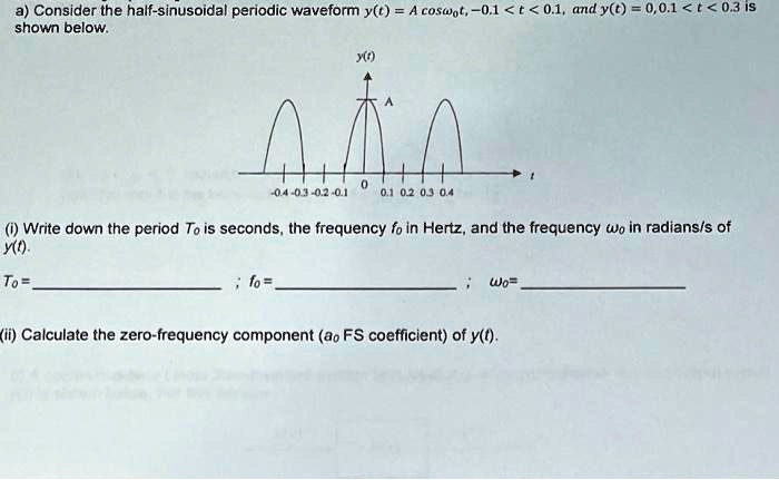 SOLVED: Consider the half-sinusoidal periodic waveform y(t) = cos(Wt), 0.1