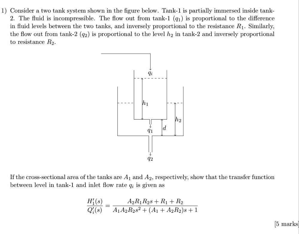 SOLVED: Consider a two-tank system shown in the figure below. Tank-1 is partially immersed ...