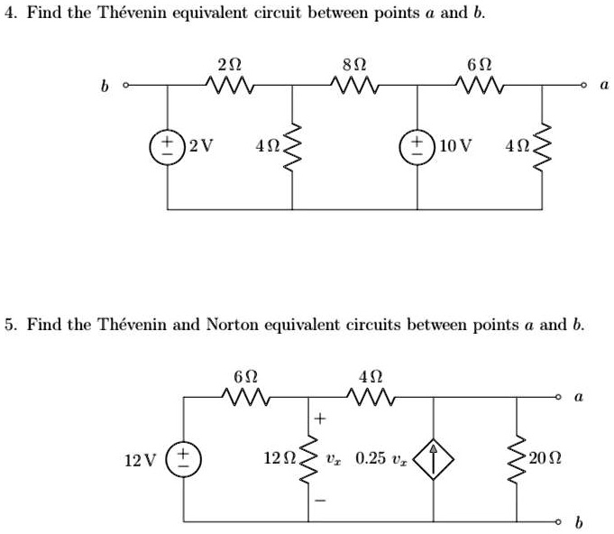SOLVED: Find the Thevenin equivalent circuit between points a and b. Find the Thevenin and ...