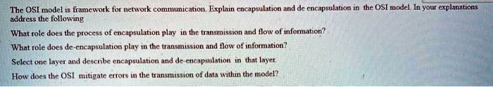 Solved The Osi Model Is A Framework For Network Communication Explain