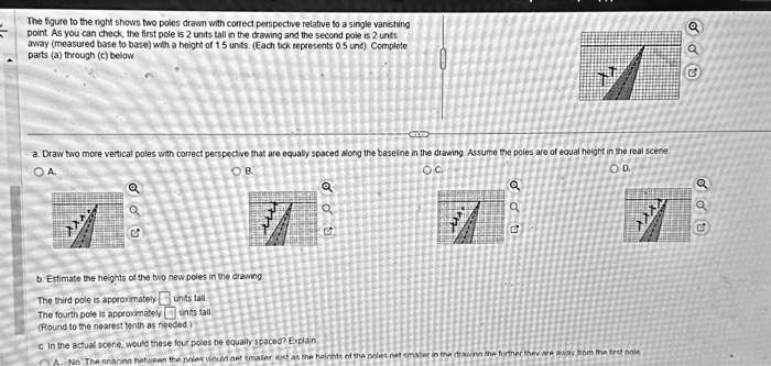 The figure to the right shows two poles drawn with correct perspective ...