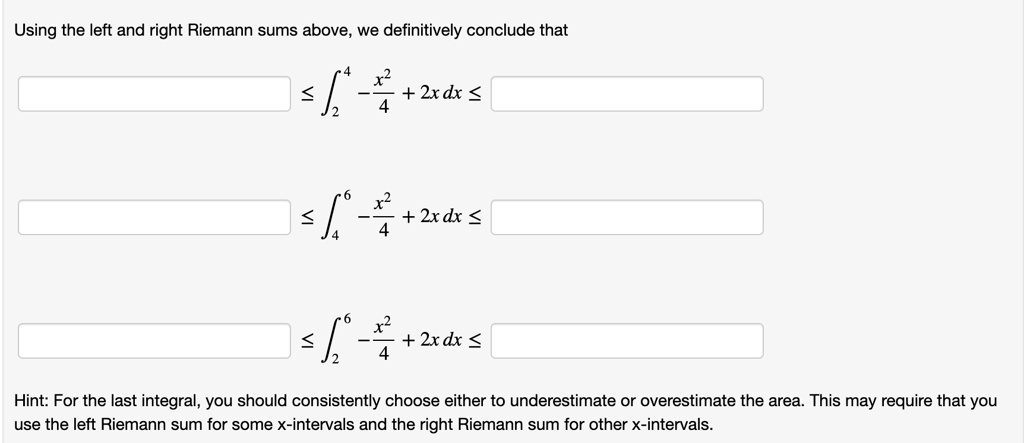 SOLVED: Using the left and right Riemann sums above, we definitively ...