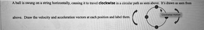 a ball is swung on a string horizontallycausing it to travel clockwise in a circular path as ...