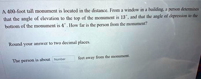 A 400-foot tall monument is located in the distance. From a window in a ...