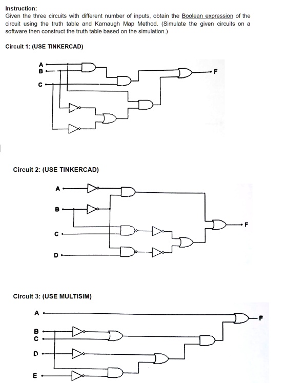 Solved Instructions Given The Three Circuits With A Different Number Of Inputs Obtain The