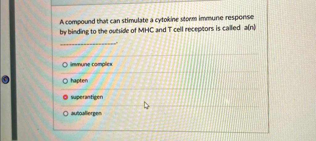 A compound that can stimulate a cytokine storm immune response by ...