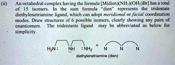 An octahedral complex having the formula...