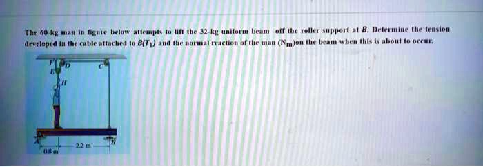 SOLVED: The 60 kg man in the figure below attempts to run the 32 kg ...