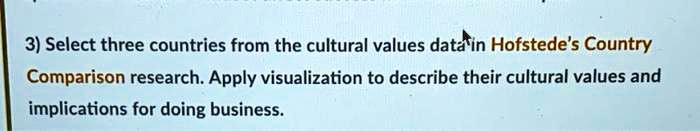 SOLVED: 3) Select three countries from the cultural values datain ...