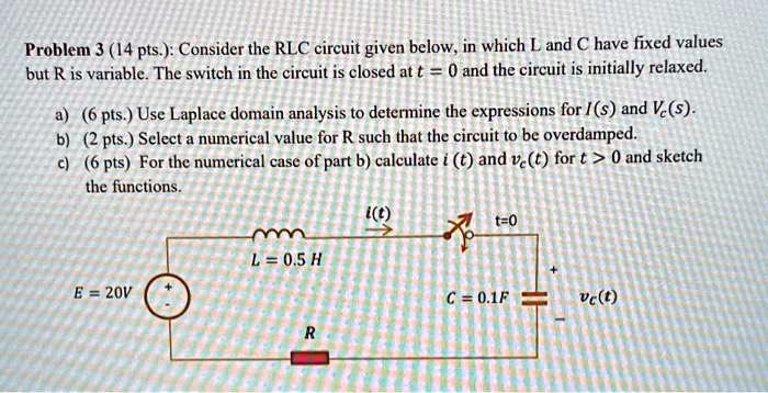 SOLVED: Problem 3 (14 pts): Consider the RLC circuit given below, in which L and C have fixed ...