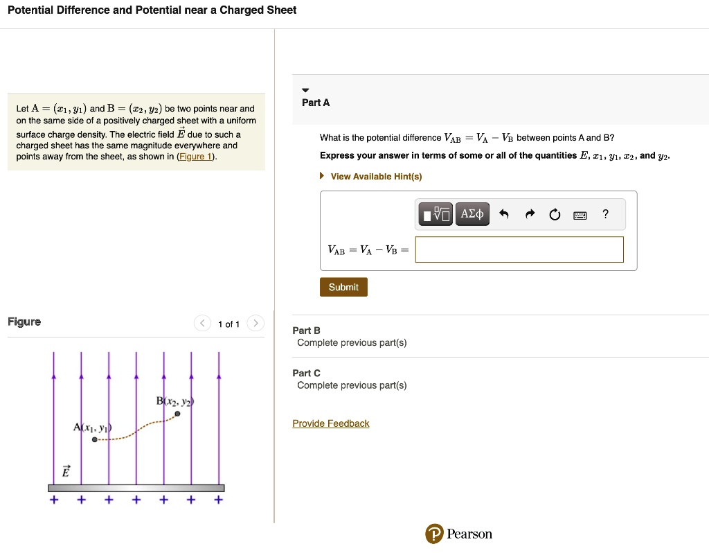 Potential Difference and Potential near a Charged Sheet Let A = (x1, y1 ...