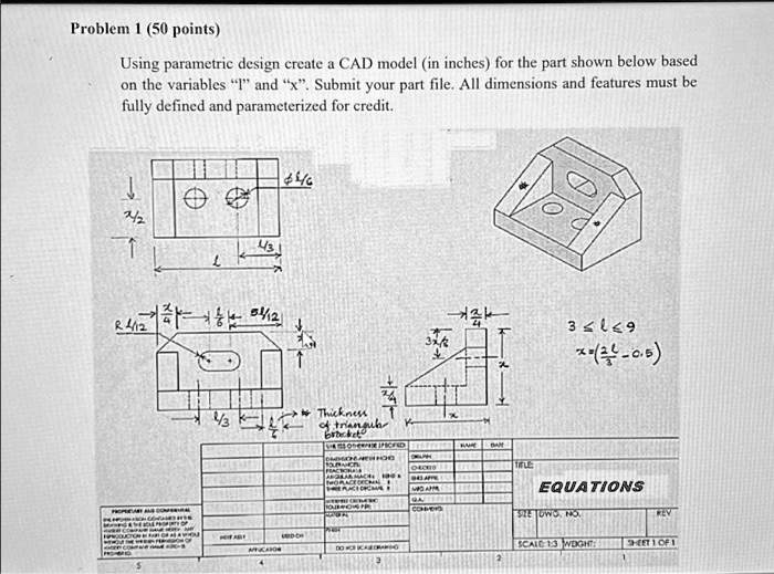 Solved Problem 1 50 Points Using Parametric Design Create A Cad Model In Inches For The 