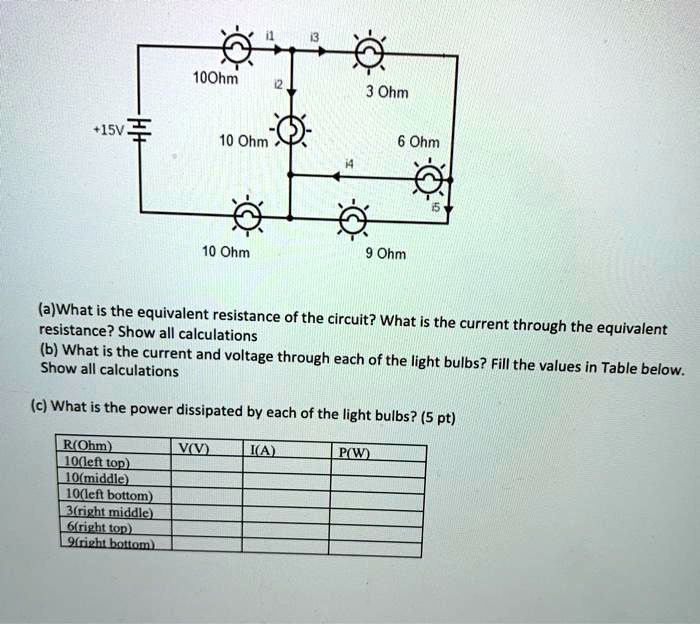 SOLVED: 1OOhm Ohm -5V 10 Ohm 6 Ohm 10 Ohm Ohm (a)What is the equivalent ...
