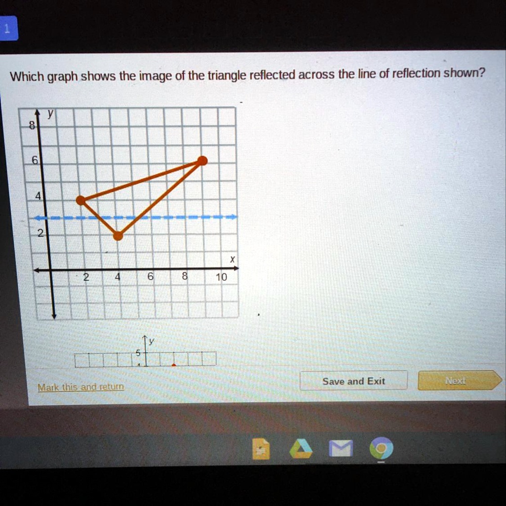 Which graph shows the image of the triangle reflected across the line ...