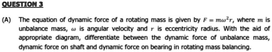 SOLVED: The equation for the dynamic force of a rotating mass is given ...