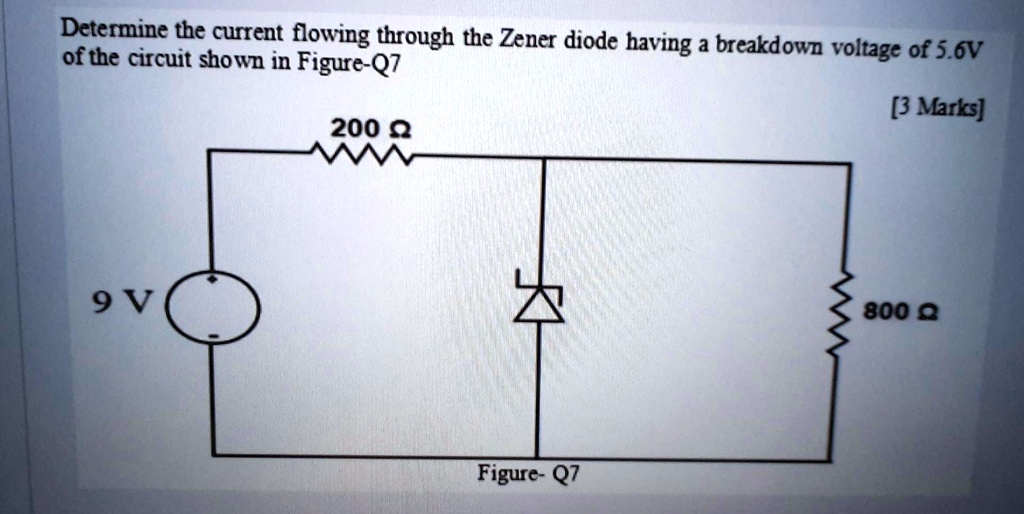 Determine the current flowing through the Zener diode having a breakdown voltage of 5.6V of the ...