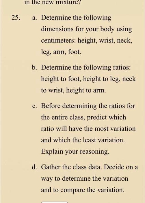 SOLVED: 1n the new mxture . 25 . Determine the following dimensions for ...