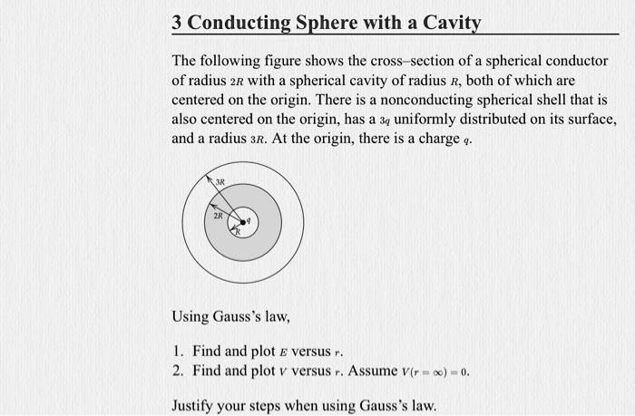 SOLVED: 3 Conducting Sphere with a Cavity The following figure shows ...