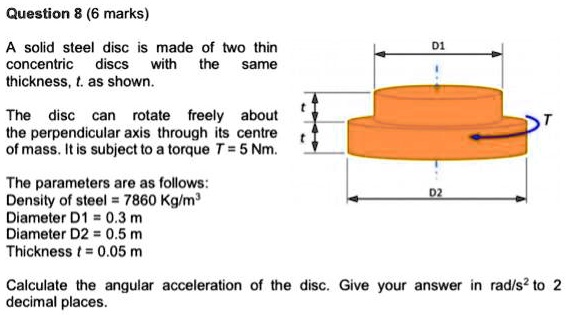 SOLVED: A solid steel disc is made of two thin concentric discs with ...
