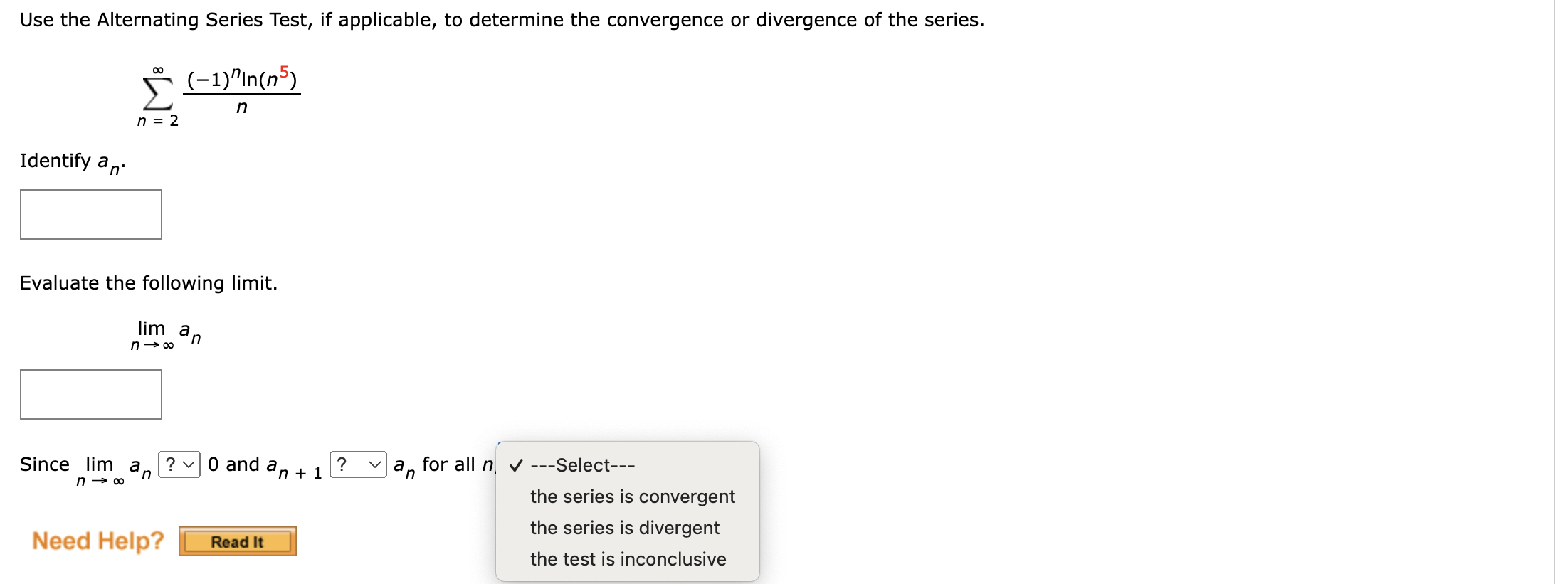 SOLVED: Use the Alternating Series Test, if applicable, to determine ...