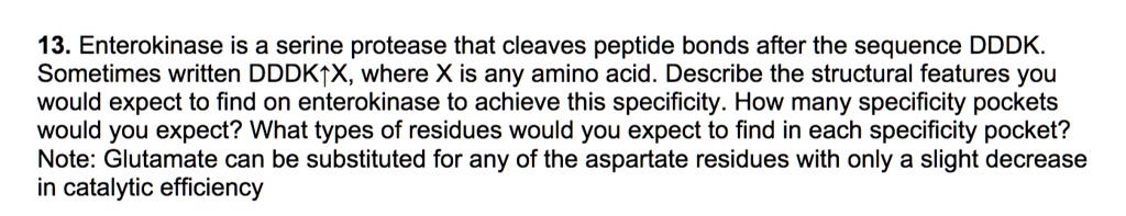 13. Enterokinase is a serine protease that cleaves peptide bonds after ...