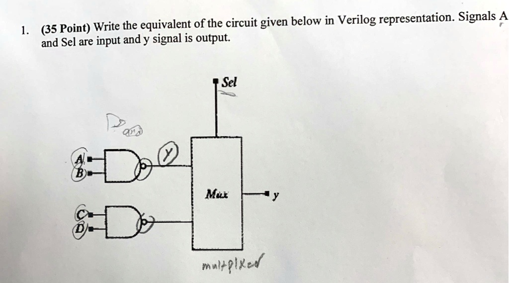 Solved 35 Points Write The Equivalent Of The Circuit Given Below In Verilog Representation