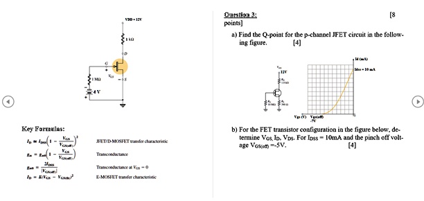 ostio 3 8 points a find the q point for the p channel jfet circuit in the follow ing figure 4 ...