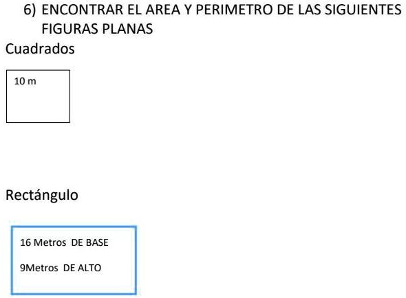 SOLVED: encontrar el área y perímetro de las siguientes figuras planas ...
