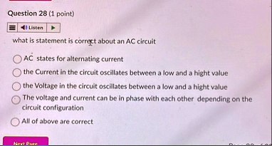 question 28 1 point listen what is statement is correct about an ac ...