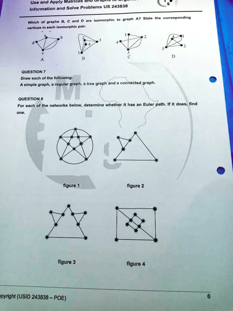 SOLVED: Use and Apply Matrices Information and Solve Problems US 243838 Which of graphs B, C ...
