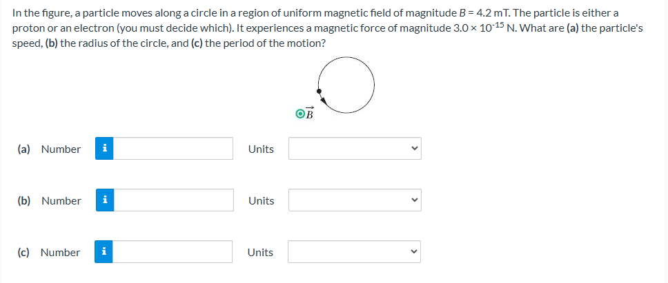 in the figure a particle moves along a circle in a region of uniform magnetic field of magnitude ...