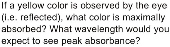 if a yellow color is observed by the eye ie reflected what color is ...